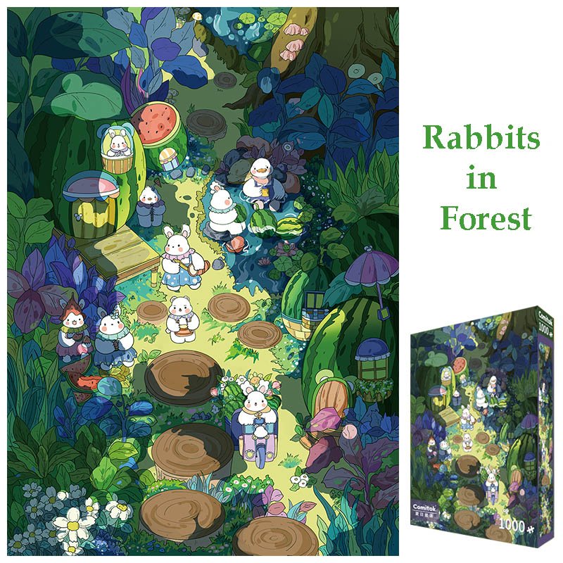 1000pcs Jigsaw Puzzle-Comitok-Rabbits in Forest - TopPuzzleShop