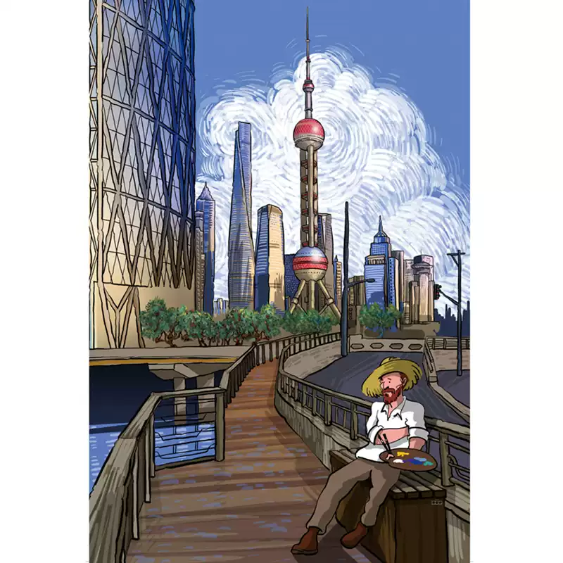 1000pcs Van Gogh Puzzle-Vox-Shanghai Skyline - TopPuzzleShop