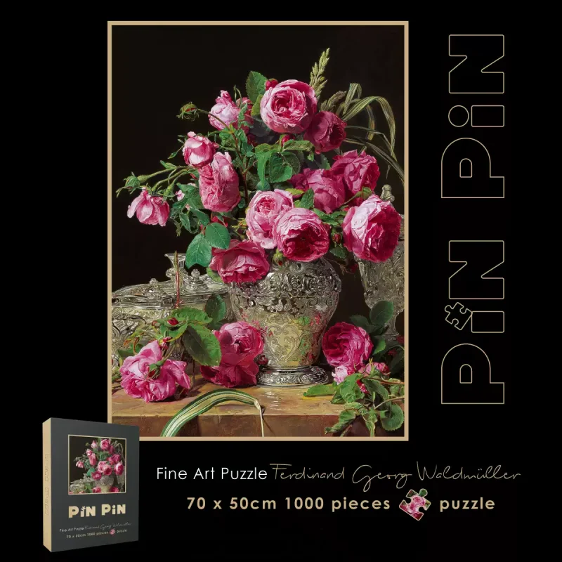 Pinpin-Roses by Ferdinand Georg Waldmüller-1000pcs Jigsaw Puzzle ...