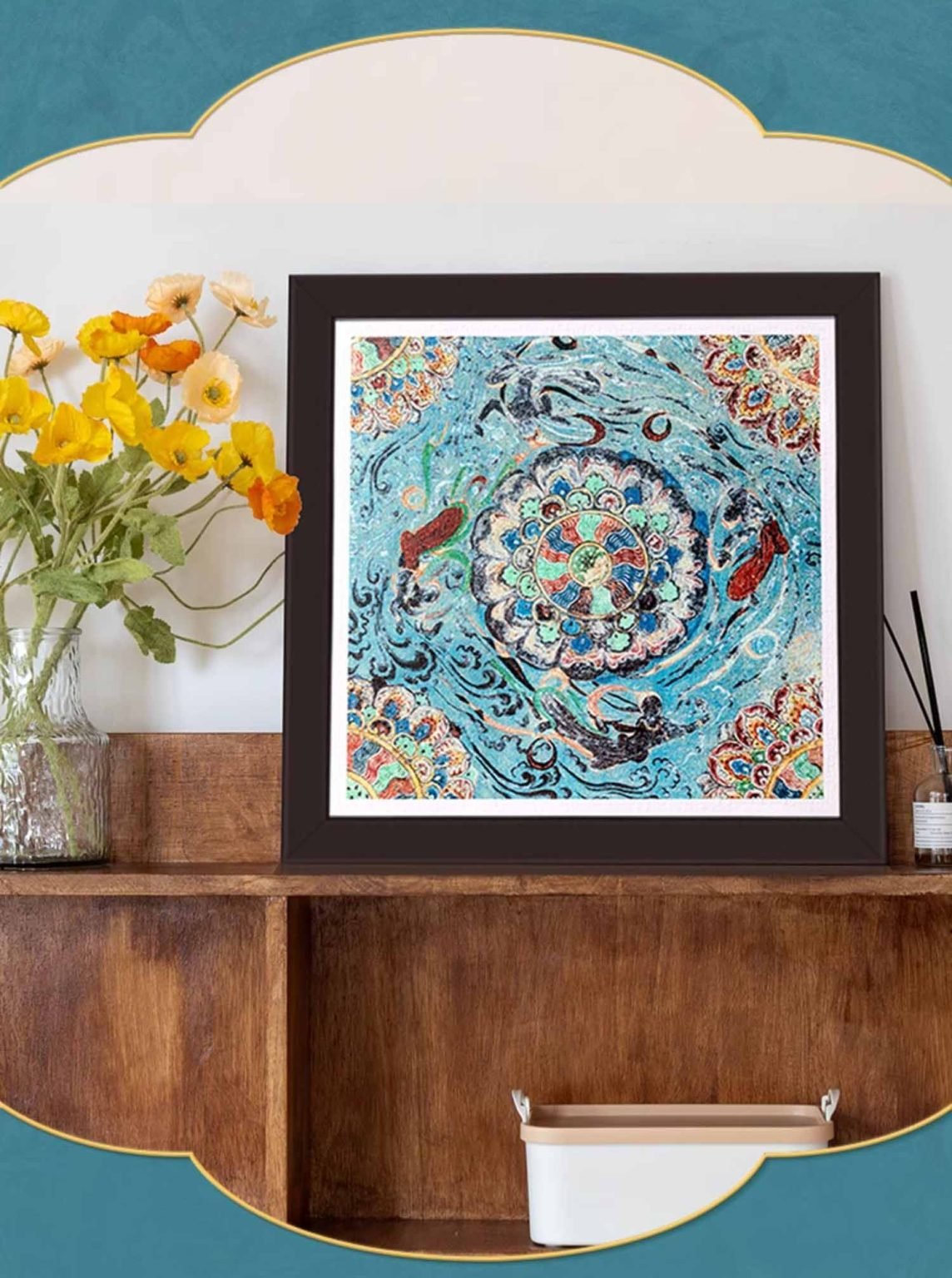 3djp/Pintoo Plastic Jigsaw Puzzles 900pcs-Lotus and Flying Apsaras Caisson Ceiling, Cave 329 ...